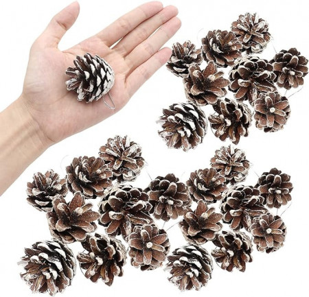 Conuri de pin decorative Cosmpeak, maro, 4 cm - Chilipirul Zilei