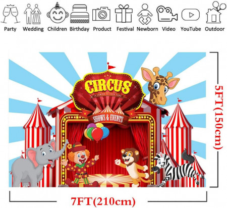 Fundal foto cu circ LYWYGG, vinil, multicolor, 150 x 210 cm ...