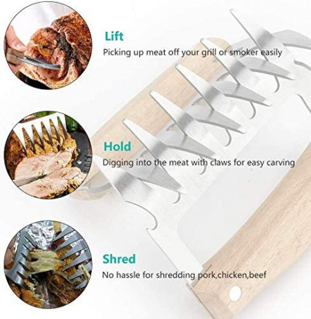 Set de 2 gheare pentru carne/legume Kavavo, lemn/otel inoxidabil ...