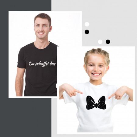 Set de 2 role de vinil cu sclipici pentru transfer termic Tenare, alb ...