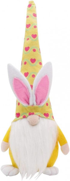 Gnom pentru Paste Ysimee, poliester/polipropilena, galben/alb/roz, 40 x ...