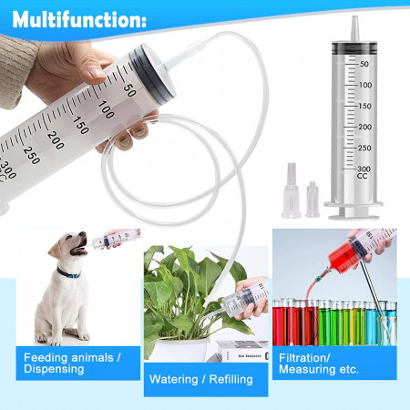 Seringa cu tub pentru masurarea lichidelor SRXWO, plastic, alb, 300 ml, 26 x 6,8 x 5,3 cm ...