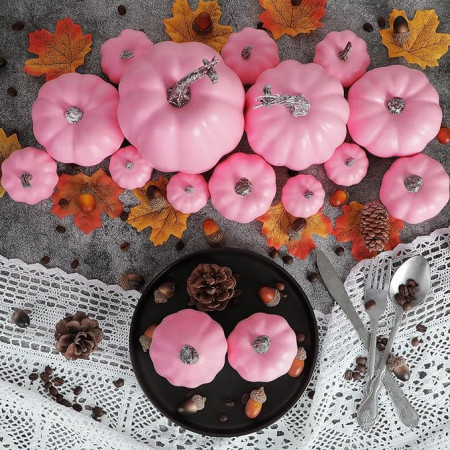 Set de 16 decoratiuni dovlecei, spuma, roz - Chilipirul Zilei