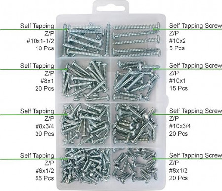 Set de 175 suruburi autofiletante TKExcellent, otel, marimi diferite ...