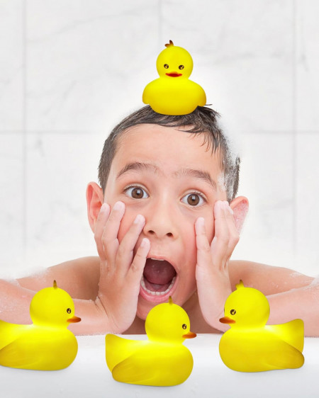 Set de 4 ratuste iluminate pentru piscina iShabao, plastic, galben, LED ...