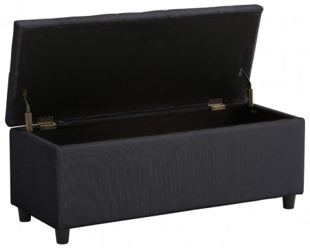 Banca cu spatiu de depozitare Goronna, MDF/poliester/lemn de pin, negru ...