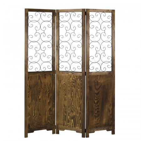 Paravan/Separator de camera Attleborough cu 3 panouri, maro ...