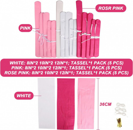 Set de 20 decoratiuni pentru petrecere Gxhong, hartie, alb/roz - Chilipirul Zilei