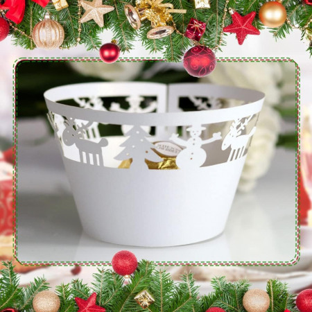 Set de 36 decoratiuni pentru briose Phiezc, carton, alb - Chilipirul Zilei