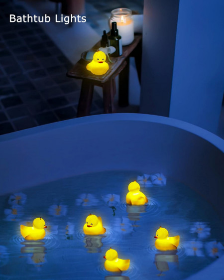 Set de 4 ratuste iluminate pentru piscina iShabao, plastic, galben, LED ...