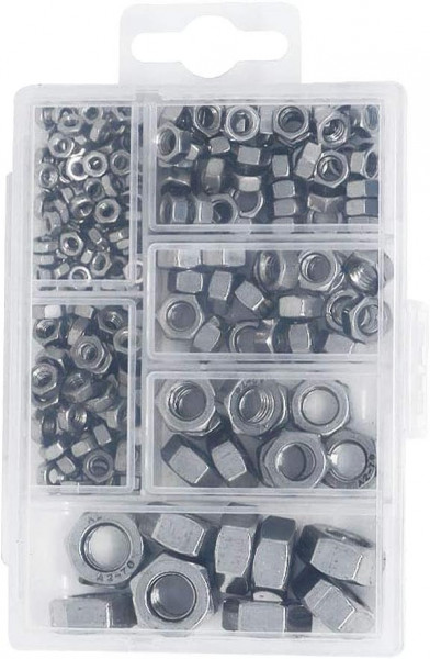 Set de 240 piulite TK Excelent, metal, argintiu, M3, M4, M5, M6, M8 ...