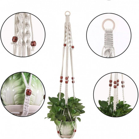 Set de creatie cu macrame Nsxin, bumbac/lemn, alb/natur/maro,122 piese ...