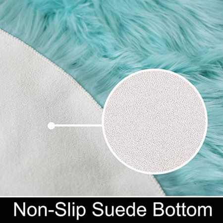 Covoras Achiiso, blana artificiala, albastru deschis, 60 x 120 cm ...