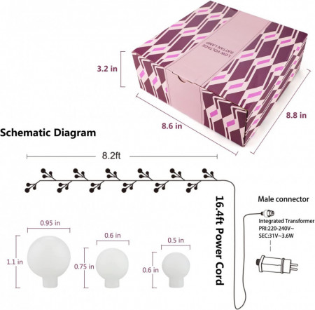 Instalatie YMing, 72 becuri, 8 moduri de iluminare, ratan, LED, 2,5M - Chilipirul Zilei