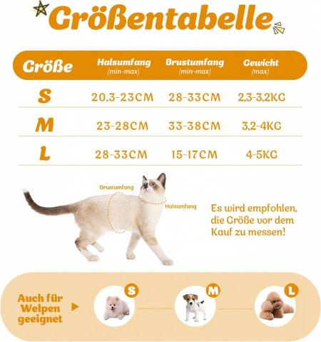 Set de ham si lesa pentru pisica Supet, poliester, galben/argintiu ...