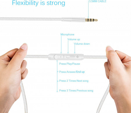 Casti audio pliabile Biensound, cu microfon, mufa Jack 3,5 mm, piele PU ...