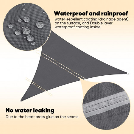Parasolar cu ochiuri si franghii de fixare Sekey, polietilena, gri, 3 X 3 X 3m - Chilipirul Zilei