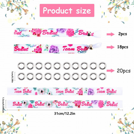 Set de 20 bratari pentru nunta FORMIZON, model floral, textil ...