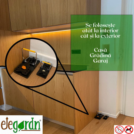 Set de 6 capcane pentru soareci Elegardn, metal, negru, 13,8 x 6,5 x 7 ...