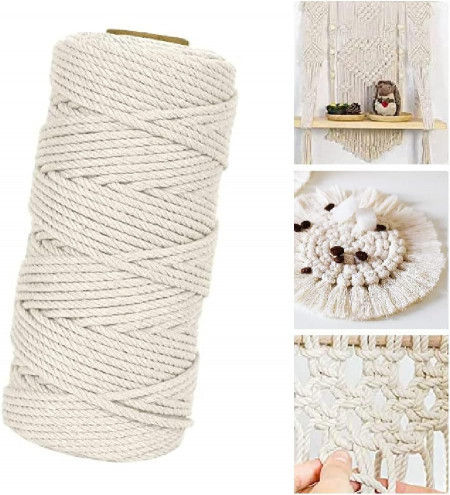 Set de creatie cu macrame Nsxin, bumbac/lemn, alb/natur/maro,122 piese ...