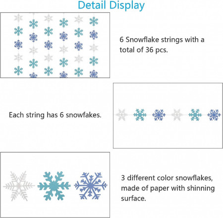 Set de 6 ghirlande pentru Craciun LOOPES, model fulgi de zapada, hartie ...
