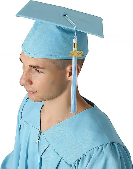 Toca absolvire GraduationMall, poliester, albastru deschis/auriu, 23 x ...