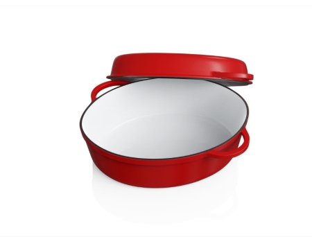 Oala cu capac Steinzeitwerk din fonta emailata, 6 l, 8kg, 2in1, pentru ...