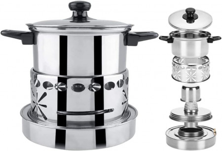 Set fondue Ftory, otel inoxidabil, argintiu/negru, 23 x 23 cm ...