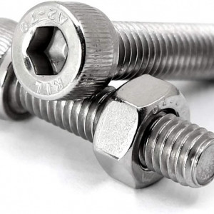 Set de 15 suruburi si piulite M8 MINHER, otel inoxidabil, argintiu, 30 ...