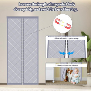 Perdea termica magnetica pentru usi Julymoda, gri, 90 x 200 cm - Chilipirul Zilei