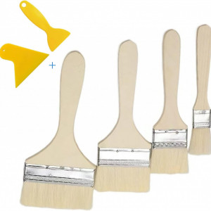 Set de 4 pensule pentru vopsit DYLYMX, otel inoxidabil/lemn, argintiu ...