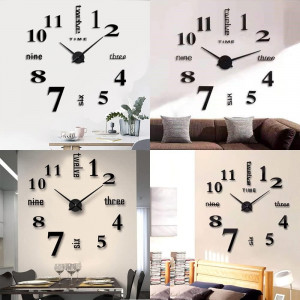 Ceas modern de perete fara rama Cooltto, metal/acril, negru ...