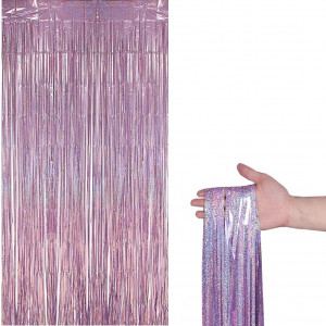 Perdea cu franjuri pentru decor foto Zebbyee, folie, roz, 1 x 2 m ...