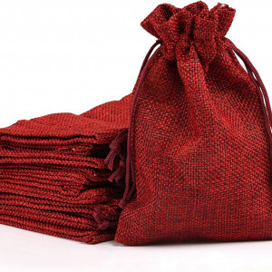 Set de 24 saci de iuta Naler, textil, rosu, 10 x 14 cm - Chilipirul Zilei