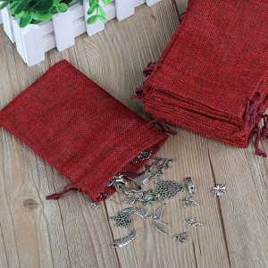 Set de 24 saci de iuta Naler, textil, rosu, 10 x 14 cm - Chilipirul Zilei