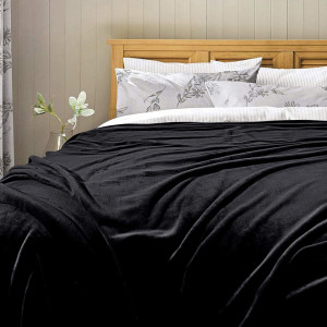 Patura dubla PICCOCASA, negru, microfibra, 230 x 275 cm - Chilipirul Zilei