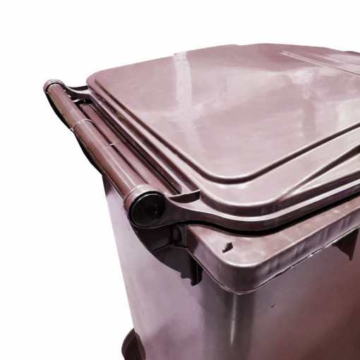 Pubela mobila din plastic 120 l, Maro