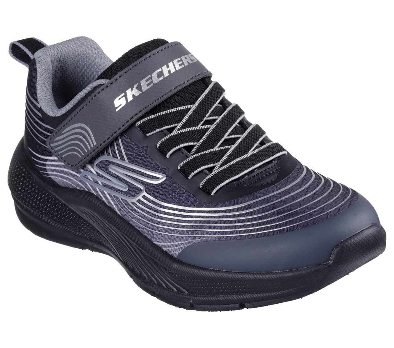 Pantofi sport copii mari Microspec Advance 403926L Bkslblack/si