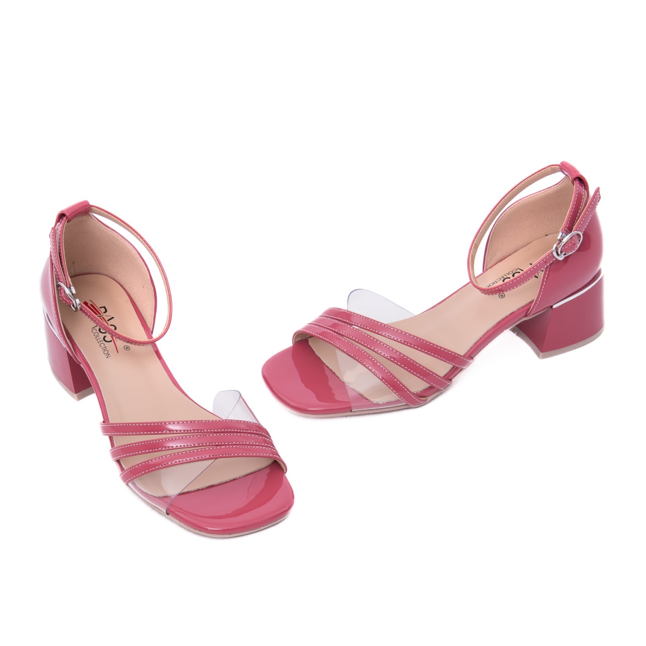 Sandale dama din piele naturala lacuita, PASS Collection, 8VH2442-V1027 ...