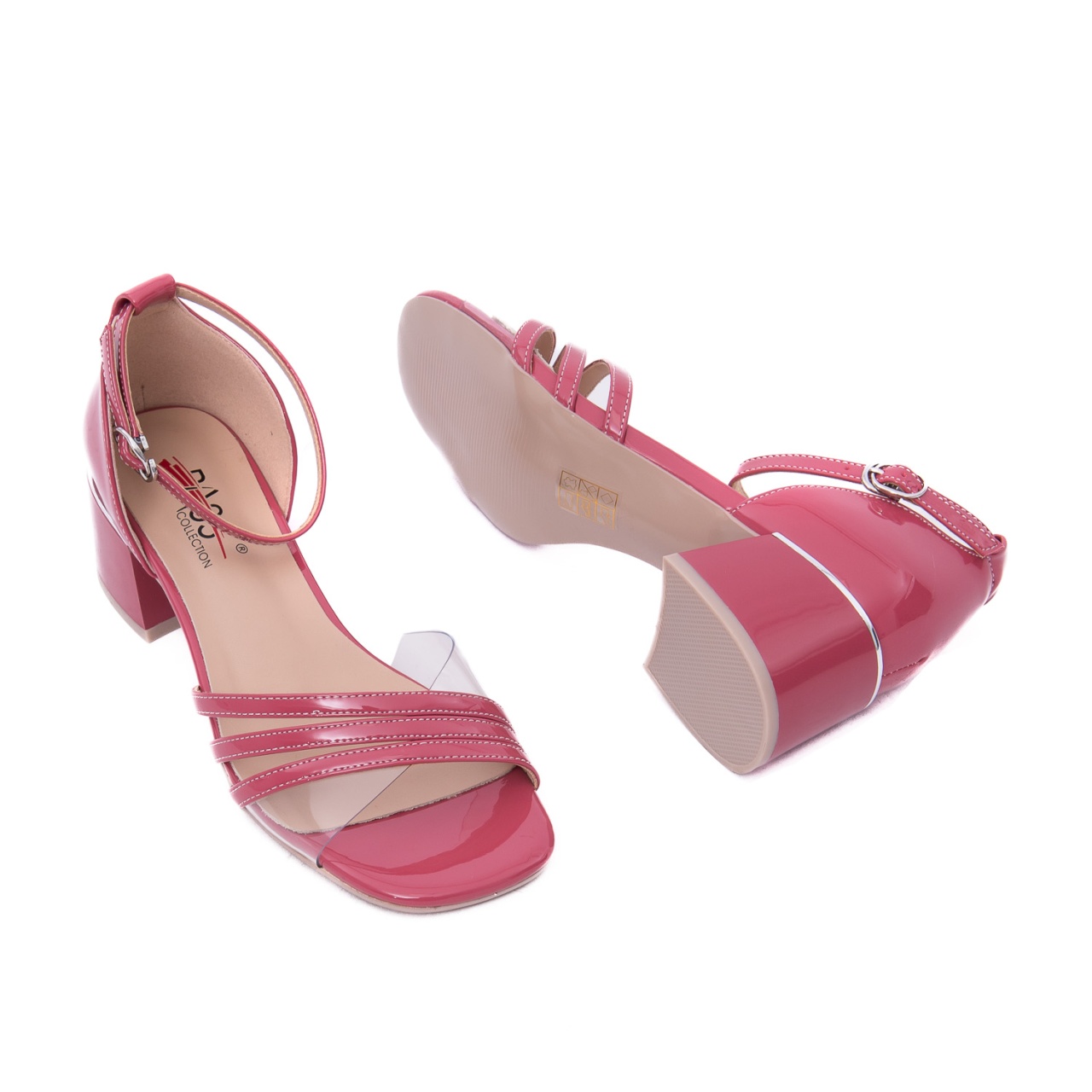 Sandale dama din piele naturala lacuita, PASS Collection, 8VH2442-V1027 ...