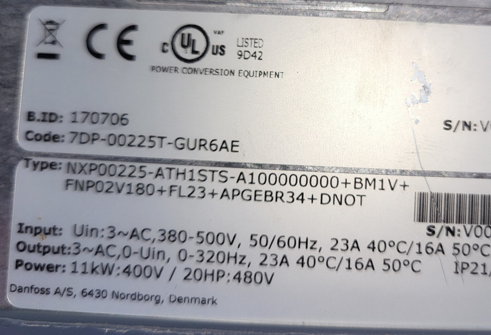 Convertizor de frecventa (VFD) Vacon NXP00225