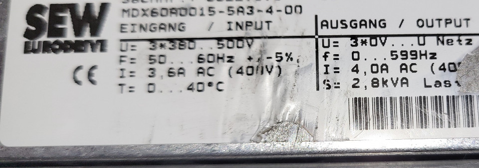 Convertizor de frecventa / VFD SEW EURODRIVE 1.5kW