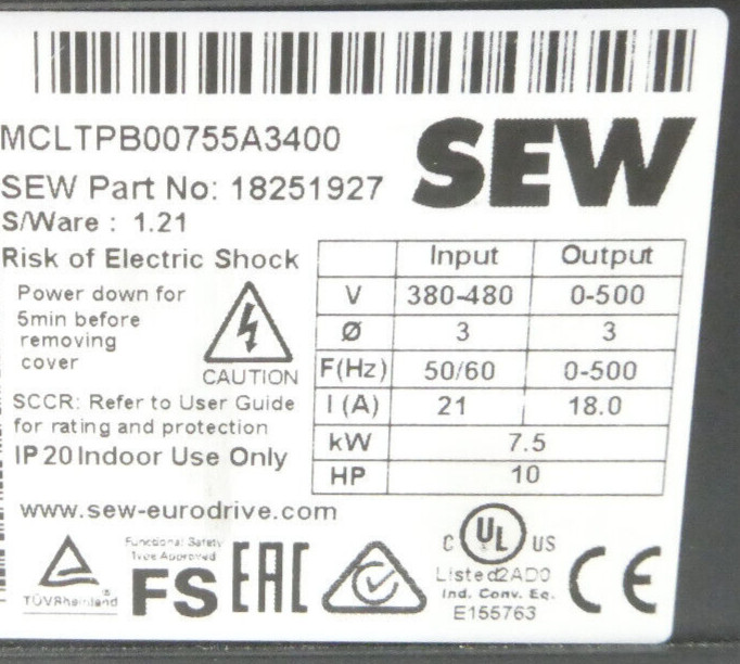 Convertizor de frecventa / VFD SEW EURODRIVE MOVITRAC LTPB, 7.5kW
