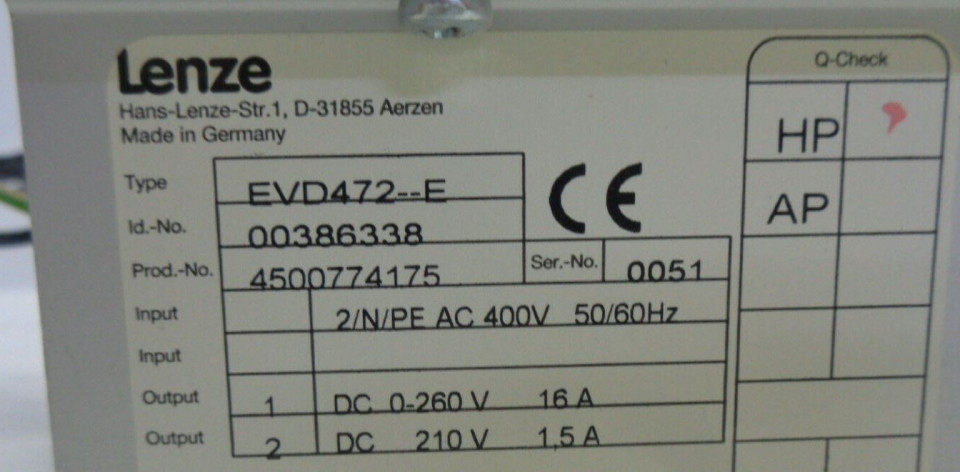 Lenze EVD472-E DC motor drive, 16A