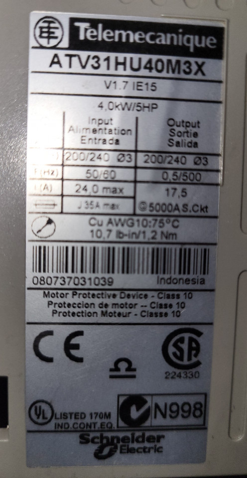 Convertizor de frecventa / VFD Telemecanique ATV31HU40M3X, 4kW