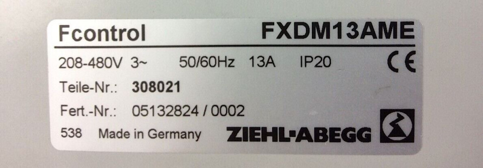 Convertizor de frecventa / VFD Ziehl-Abegg Fcontrol FXDM13AME, 4kW