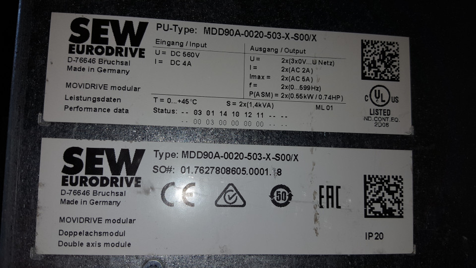 SEW Eurodrive Movidrive MDD90A-0020-503-X-S00