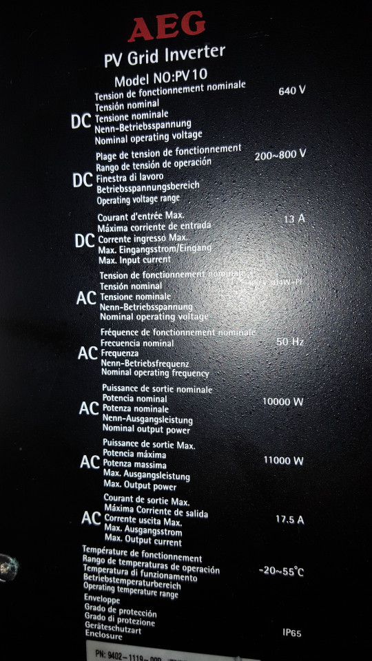 Solar Inverter ongrid AEG Protect PV10, 10kW
