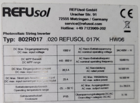 Solar Inverter ongrid REFUsol 17kW