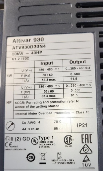 Convertizor de frecventa / VFD Schneider ATV930, 30kW